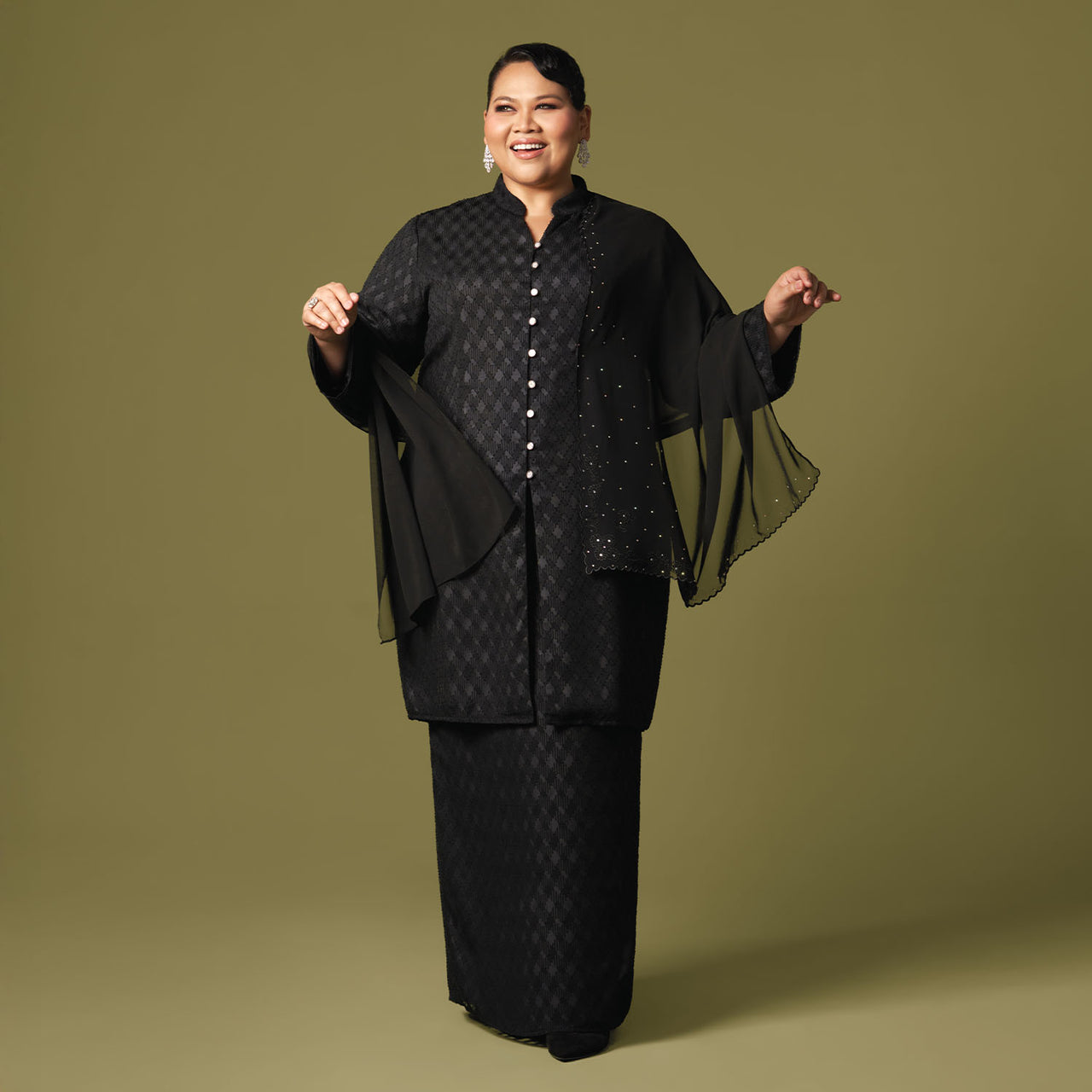 Ms. Read X Sherry Al-hadad - Nehru Collared Tunic With Shawl Set | MS ...